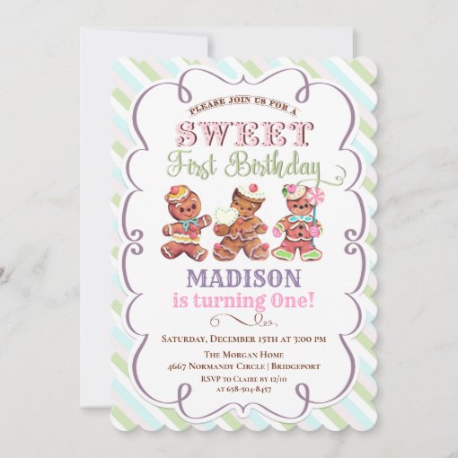Vintage Gingerbread 1st Birthday Invitation | Zazzle