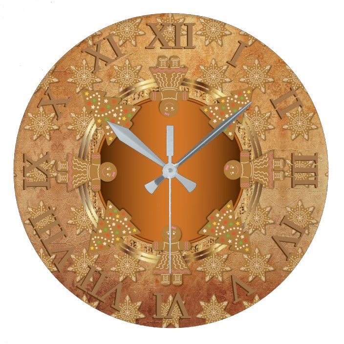 Vintage Gingerbread Christmas Large Clock | Zazzle.com