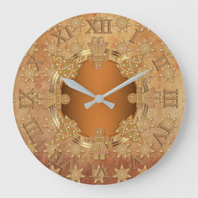 Vintage Gingerbread Christmas Large Clock | Zazzle