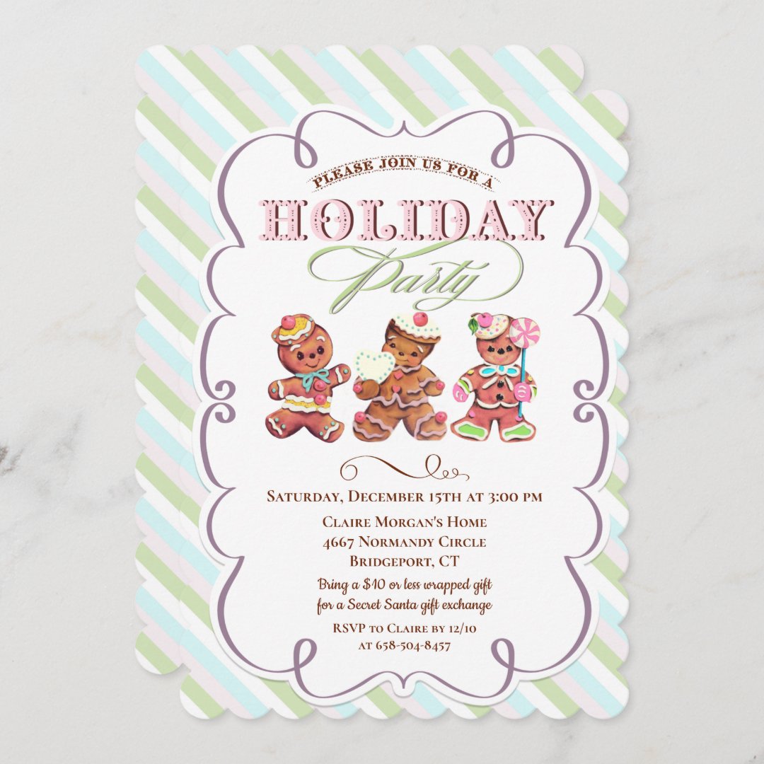 Vintage Gingerbread Holiday Party Invitation | Zazzle
