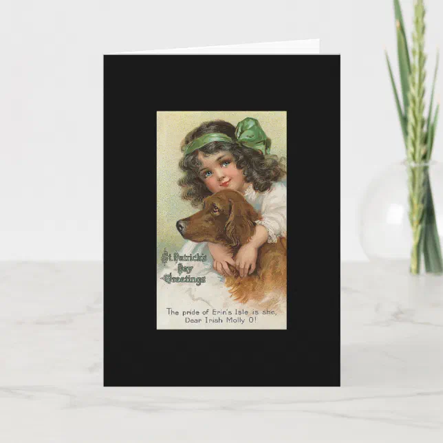 Vintage Girl and Dog St. Patrick's Day Card | Zazzle