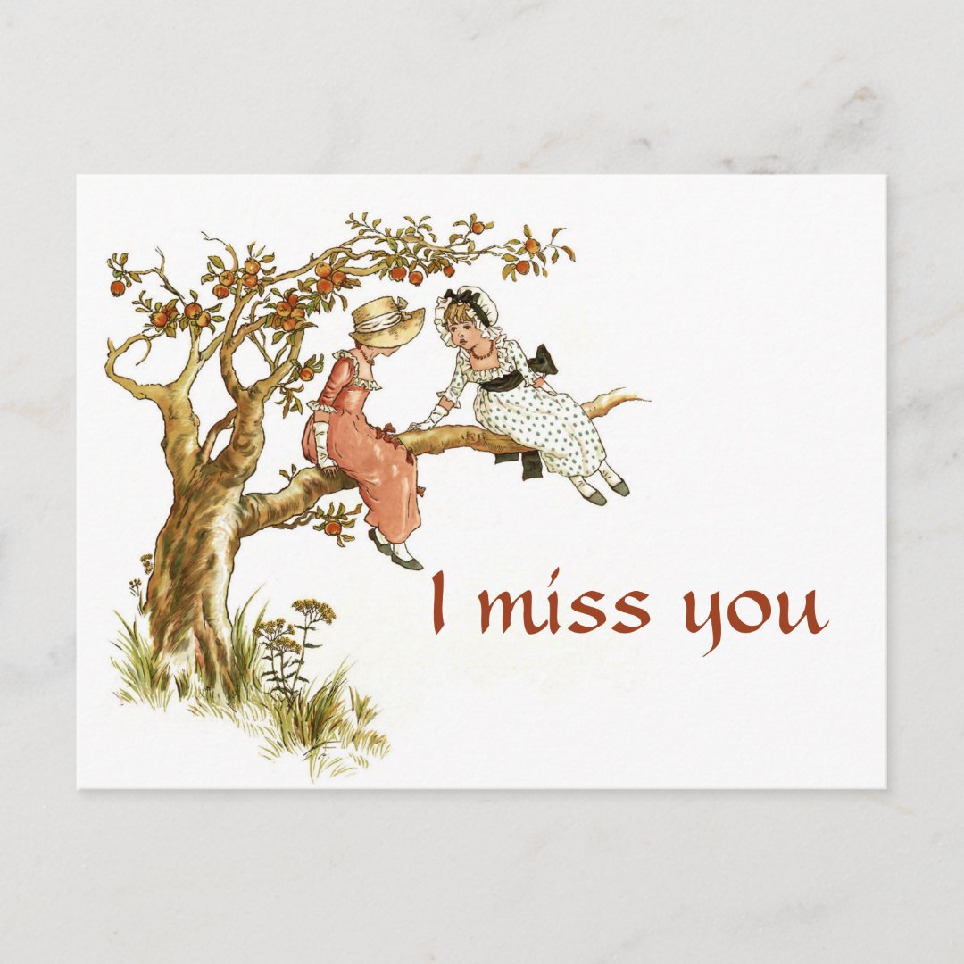 Vintage Girls I Miss You Postcard | Zazzle