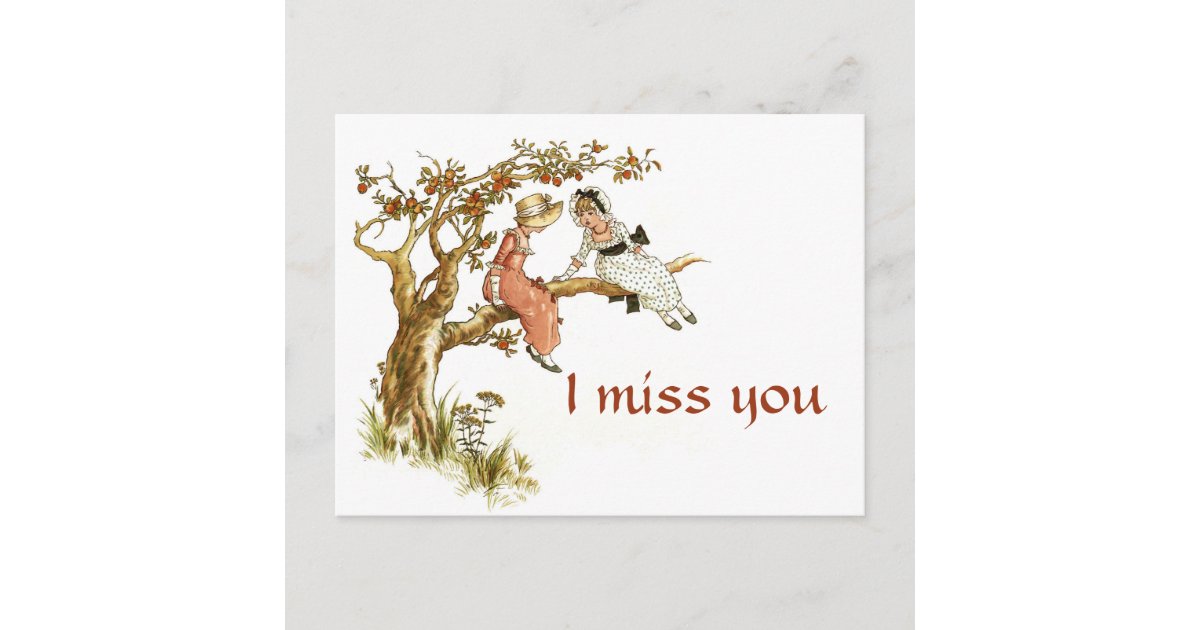 Vintage Girls I Miss You Postcard | Zazzle