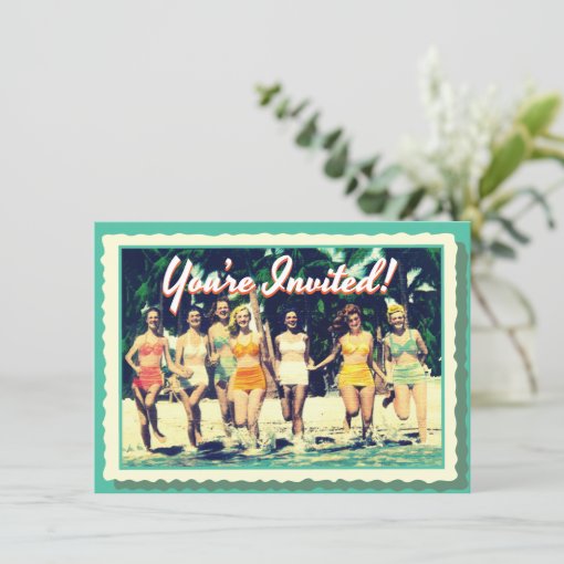 Vintage Girl's Weekend Beach Party Invitation | Zazzle