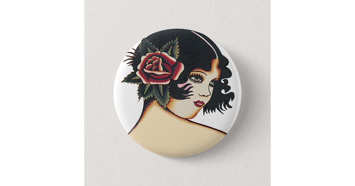 Vintage Girly Girl Pinback Button | Zazzle