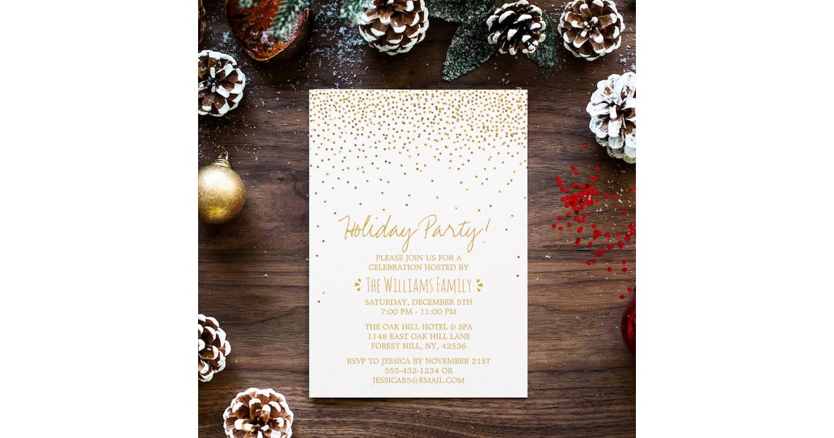 Vintage Glam White & Gold Holiday Party Invitation | Zazzle