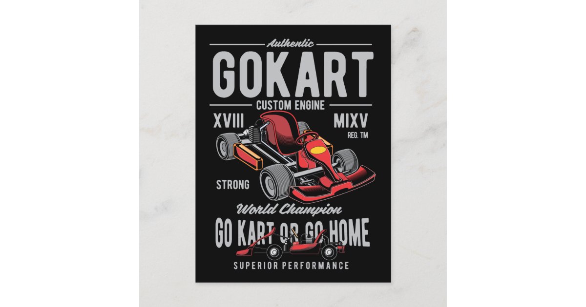 Vintage Go-Kart Racing Logo Postcard | Zazzle