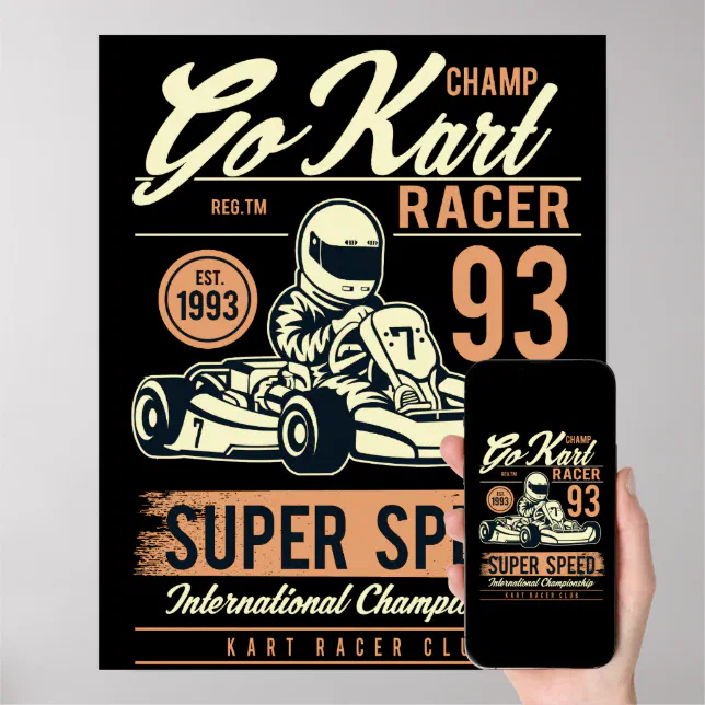 Vintage Go Kart Racing Poster | Zazzle