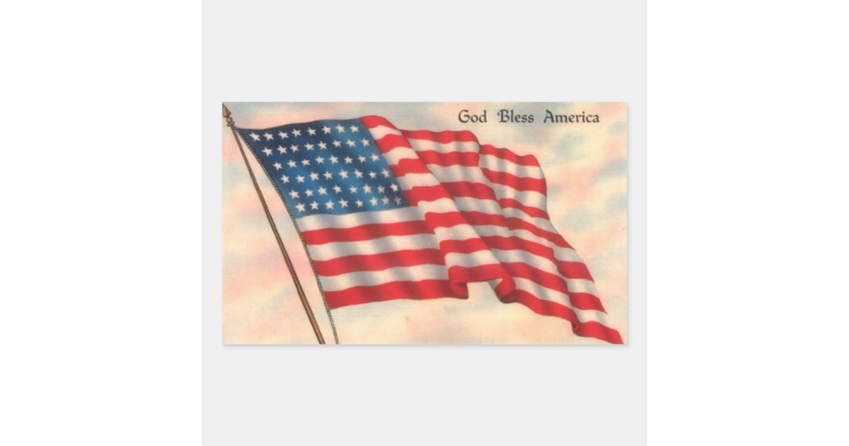 Vintage God Bless America Flag Rectangular Sticker | Zazzle