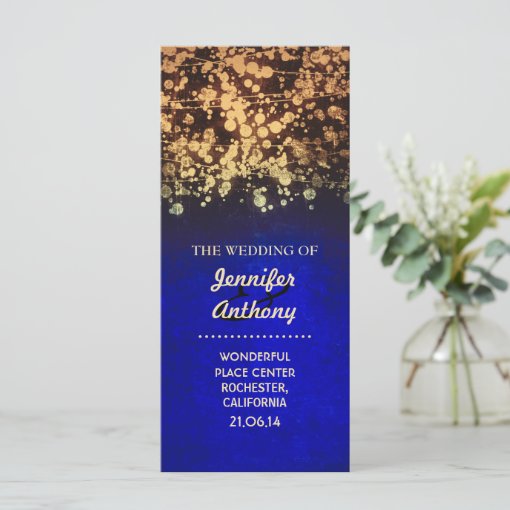 vintage gold and blue wedding programs | Zazzle