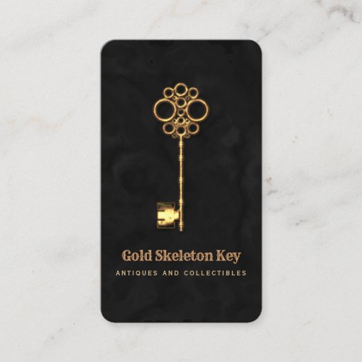 Vintage Gold Antique Skeleton Key Antiques Dealer Business Card | Zazzle