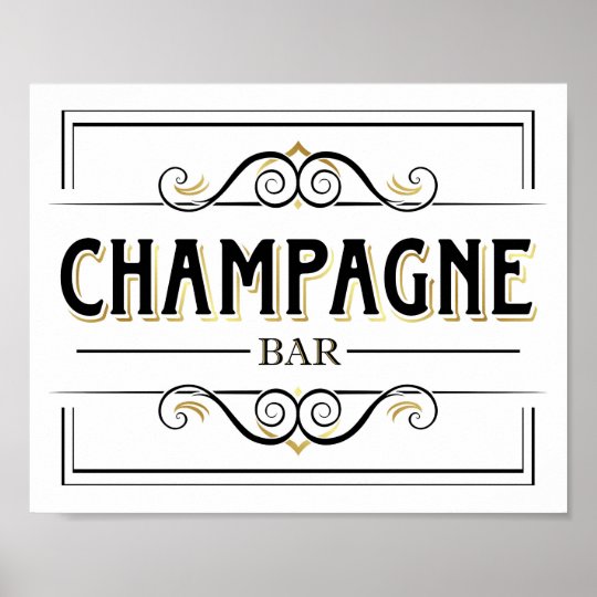 Vintage Gold CHAMPAGNE BAR Sign Print | Zazzle.com