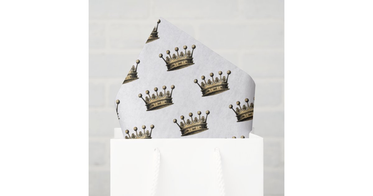 Vintage Gold Crown Royal Pattern Chic Fun Tissue Paper | Zazzle