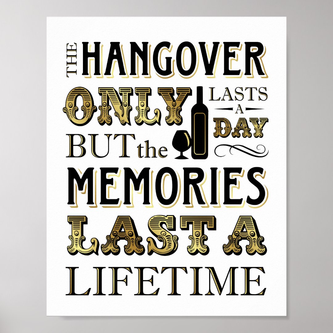 Vintage Gold HANGOVER Quote Sign Print | Zazzle