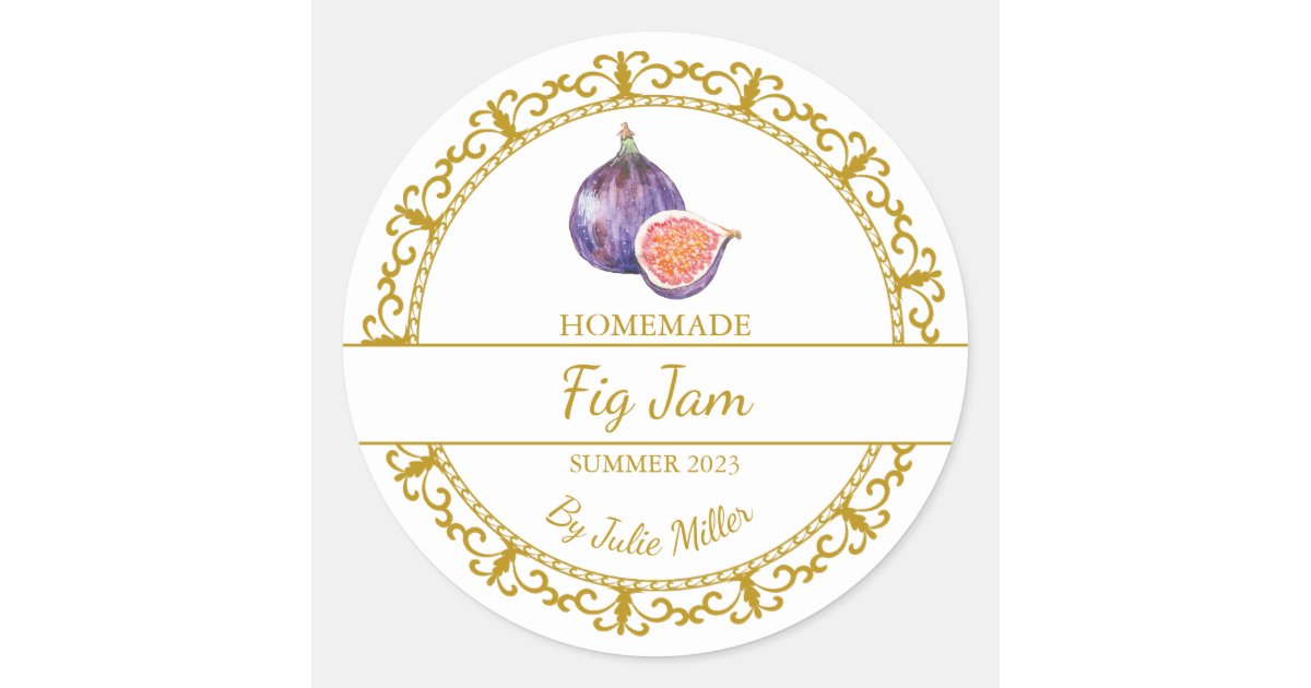 Vintage Gold Homemade Fig Jam Label | Zazzle