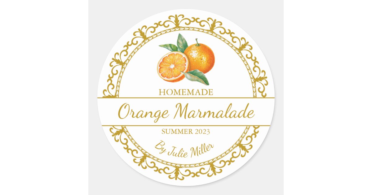 Vintage Gold Homemade Orange Marmalade Label | Zazzle
