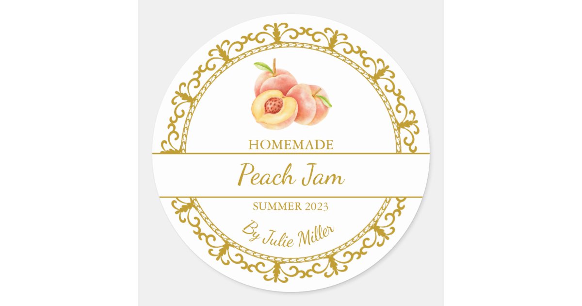 Vintage Gold Homemade Peach Jam Label | Zazzle