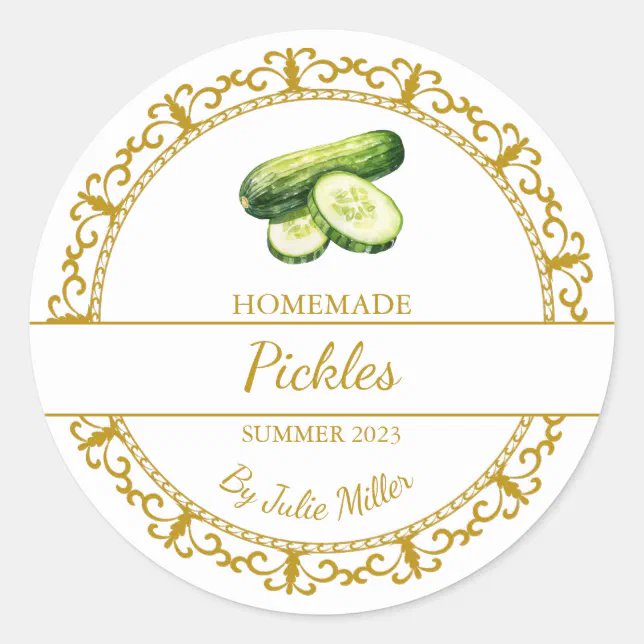 Vintage Gold Homemade Pickles Label | Zazzle