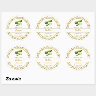 Vintage Gold Homemade Pickles Label | Zazzle