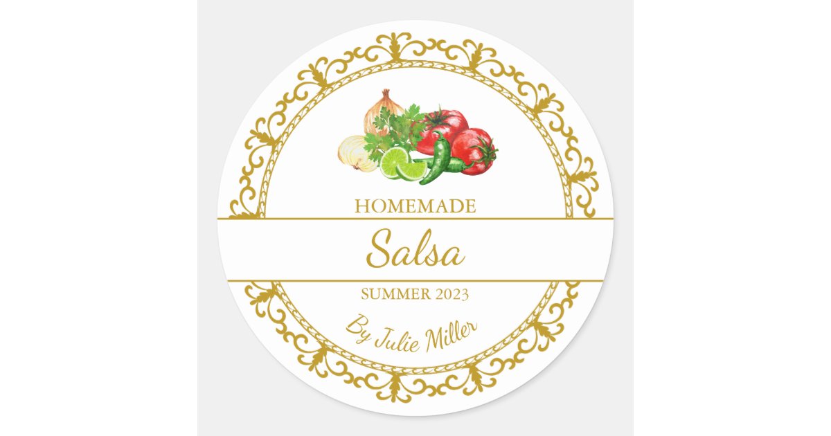 Vintage Gold Homemade Salsa Label | Zazzle
