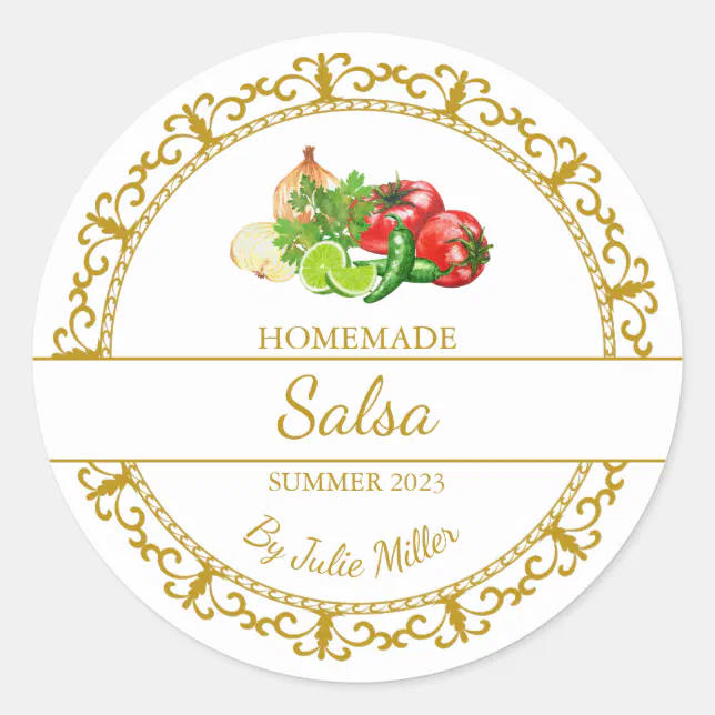 Vintage Gold Homemade Salsa Label | Zazzle