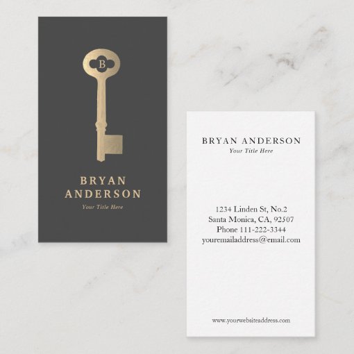 Vintage Gold Key Business Card | Zazzle