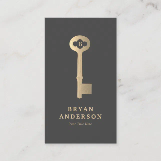 Vintage Gold Key Business Card | Zazzle