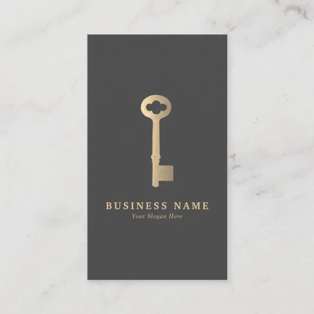 Vintage Gold Key Business Card | Zazzle