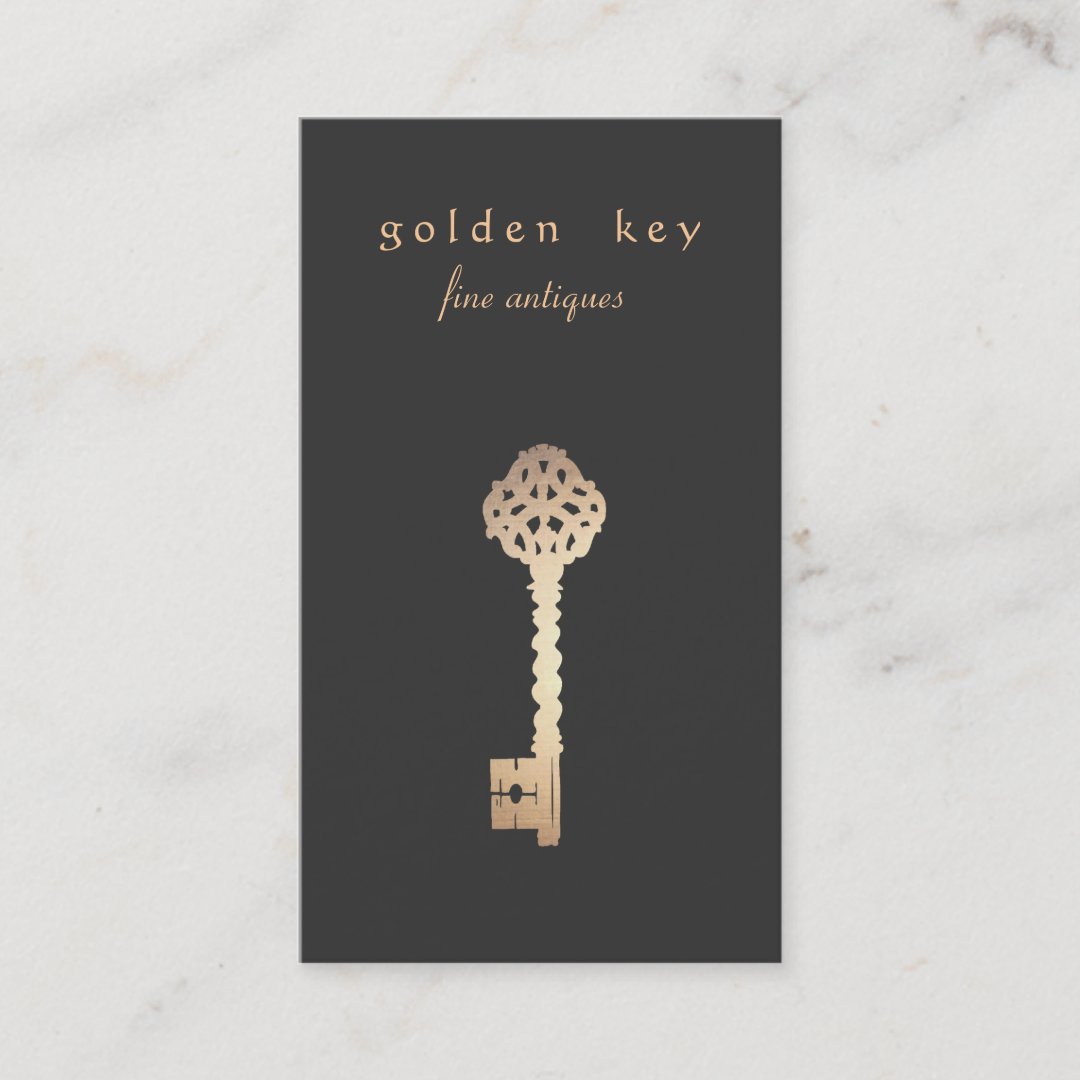 Vintage Gold Key Business Card | Zazzle