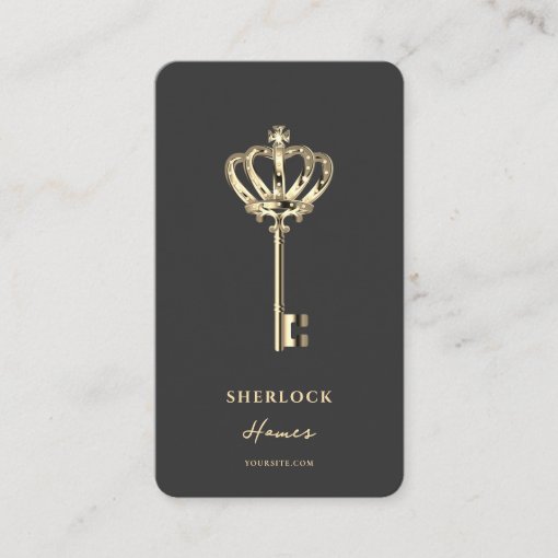 Vintage Gold Key Real Estate Agent QR Business Card | Zazzle