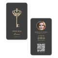 Vintage Gold Key Real Estate Agent QR Business Card | Zazzle