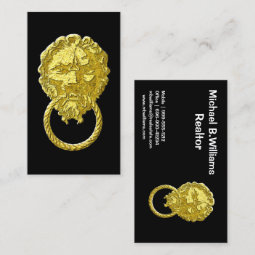 Vintage Gold Lion Door Knocker Business Card | Zazzle
