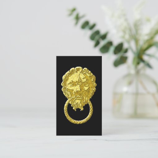 Vintage Gold Lion Door Knocker Business Card | Zazzle