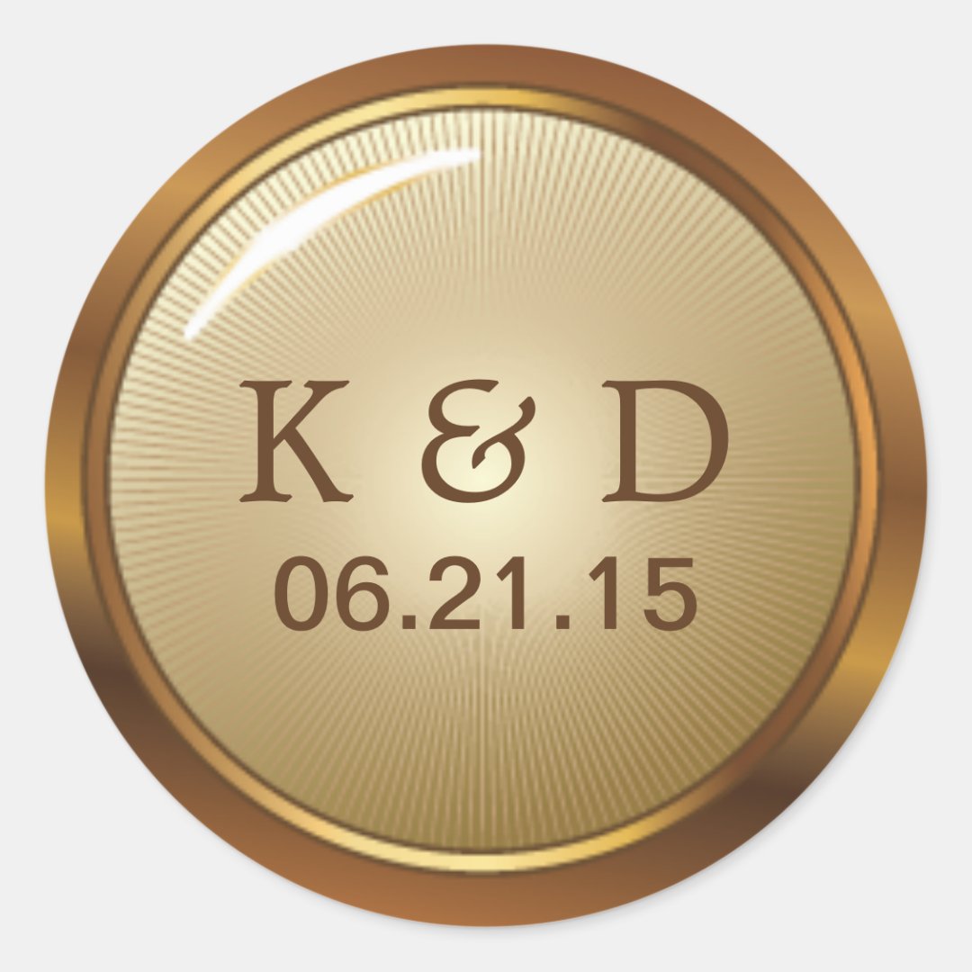 Vintage Gold Metallic Wedding Classic Round Sticker | Zazzle