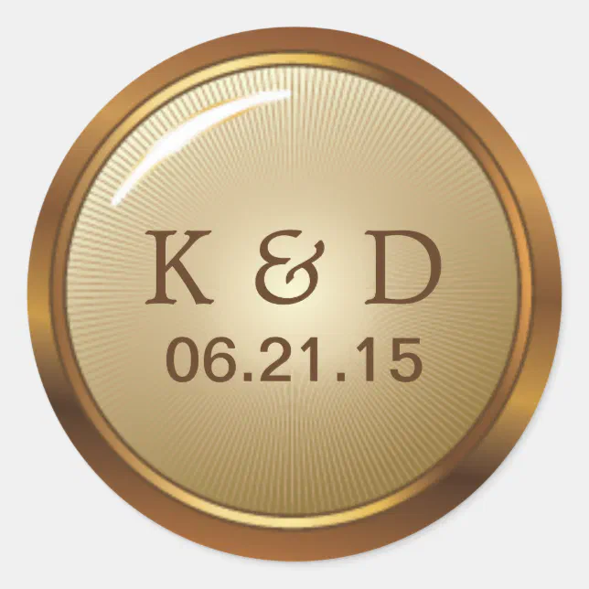 Vintage Gold Metallic Wedding Classic Round Sticker | Zazzle