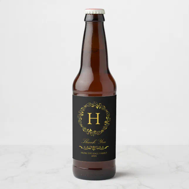 Vintage Gold Monogram Beer Bottle Label | Zazzle