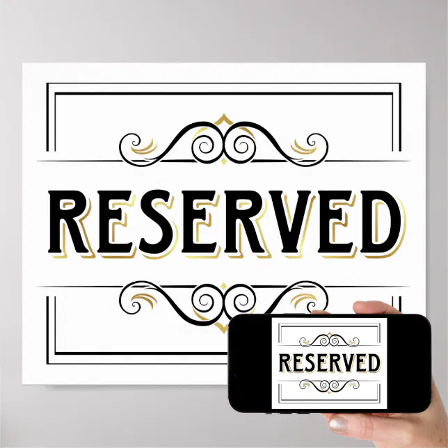Vintage Gold RESERVED Sign Print | Zazzle