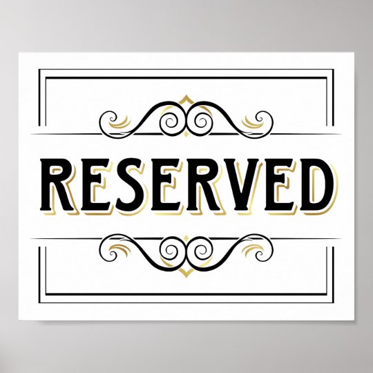 Vintage Gold RESERVED Sign Print | Zazzle.com
