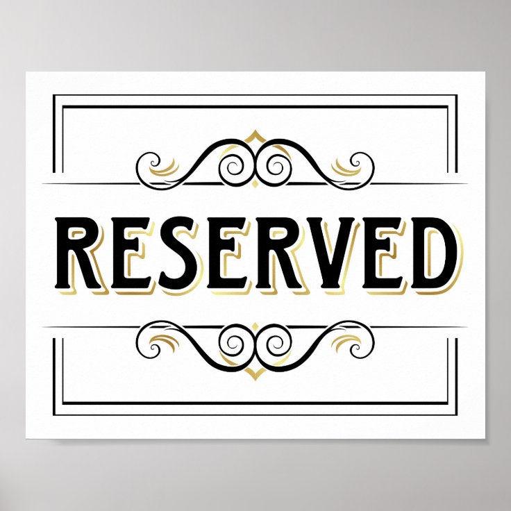 Vintage Gold RESERVED Sign Print | Zazzle