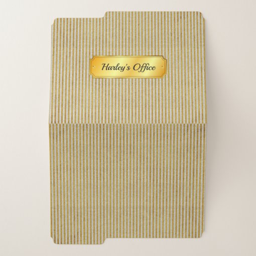 Vintage Gold Silver Glitter Nameplate Monogram File Folder | Zazzle