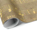 Vintage Golden Christmas Sheet Music Wrapping Paper | Zazzle
