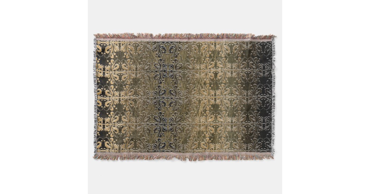 Vintage Golden Damask Throw Blanket | Zazzle