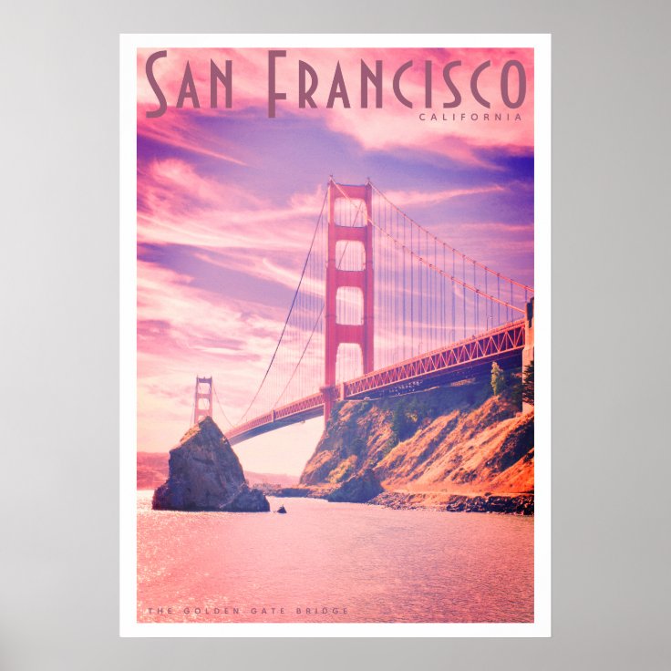 Vintage Golden Gate Bridge Travel Poster | Zazzle
