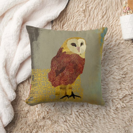 Vintage Golden Ruby Owl Mojo Pillow | Zazzle