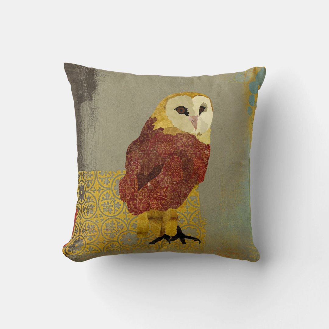 Vintage Golden Ruby Owl Mojo Pillow | Zazzle