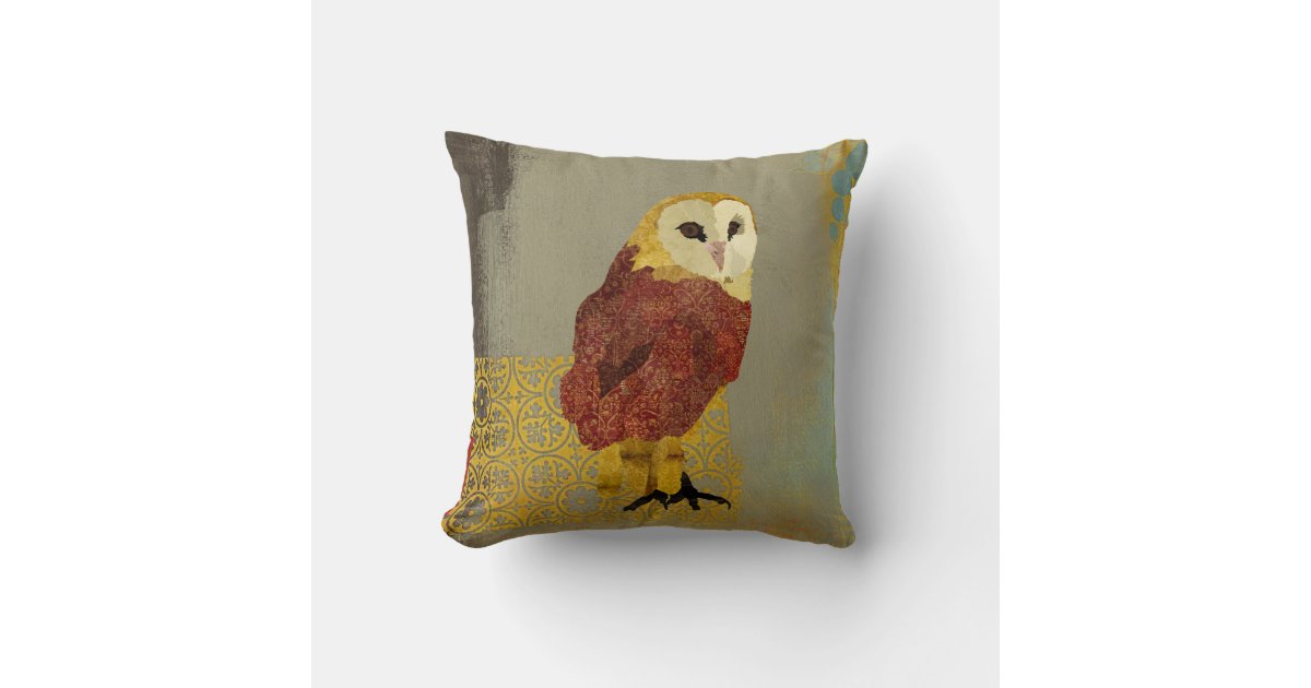 Vintage Golden Ruby Owl Mojo Pillow | Zazzle