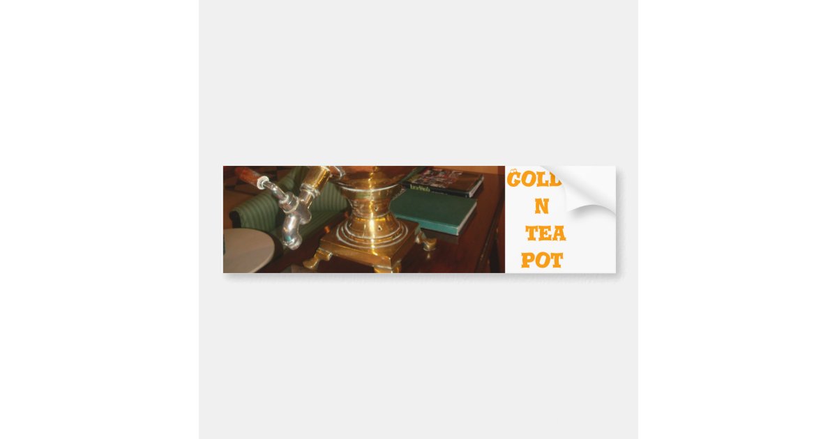 Vintage Golden Tea Pot Wall Art & Print Bumper Sticker | Zazzle
