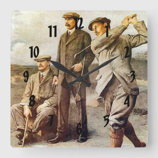 Vintage Golf Square Wall Clock | Zazzle