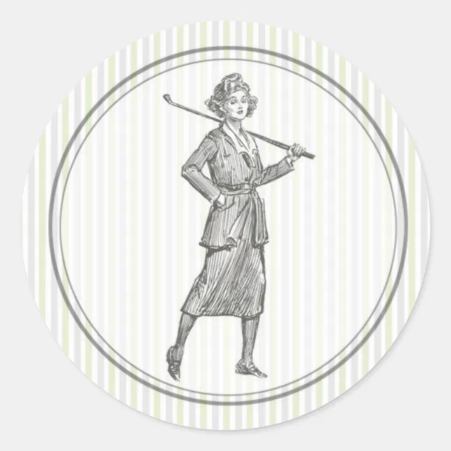 Vintage Golf Sticker - Woman Golfer | Zazzle