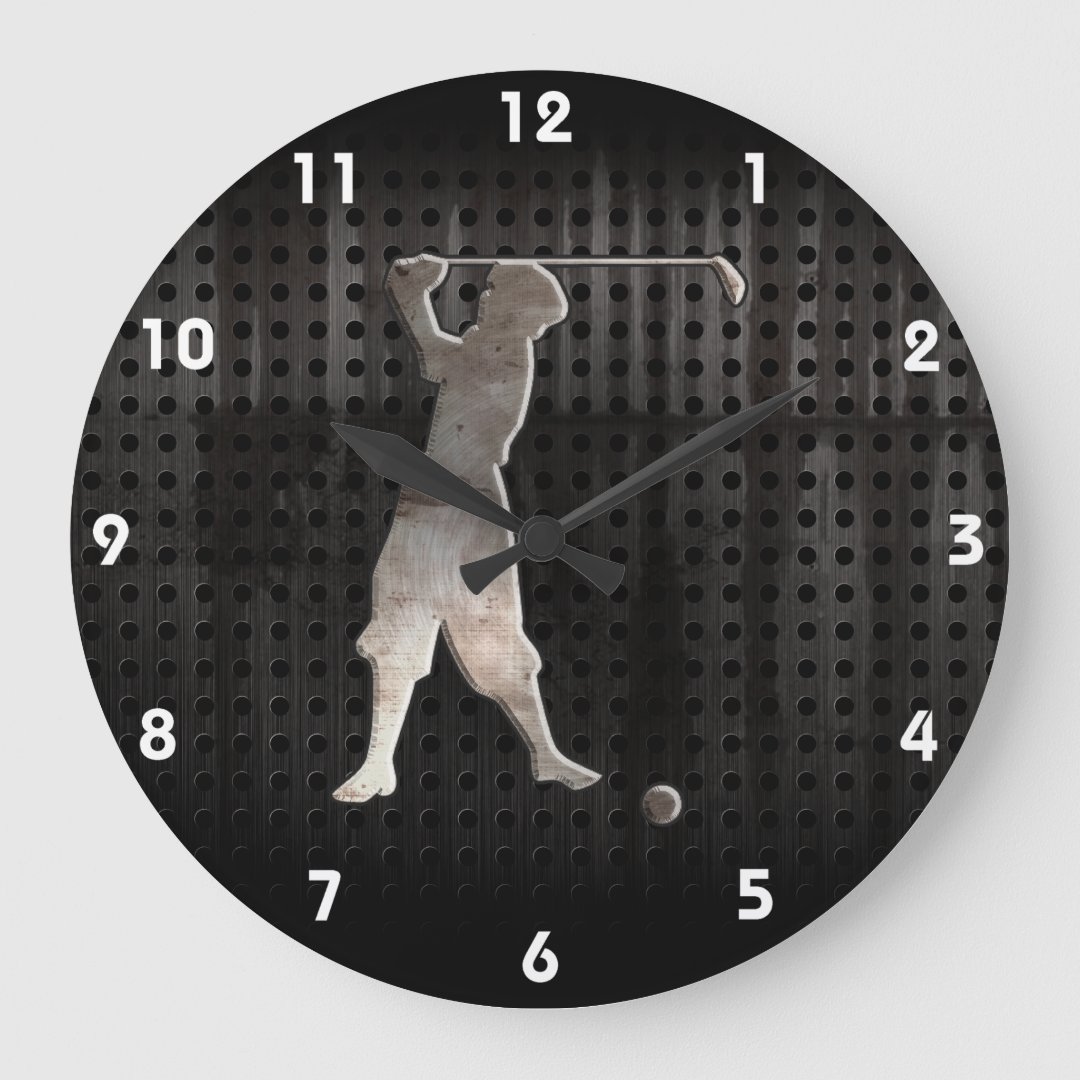 Vintage Golfer; Cool Large Clock | Zazzle